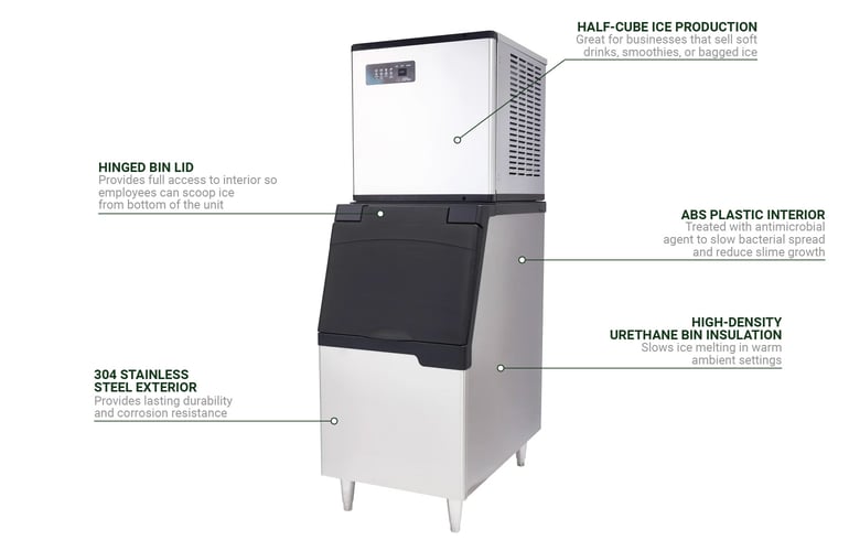 ICETRO IM-0460-AH/IB-044 444 lb Maestro Half Cube Ice Machine w/ Bin ...