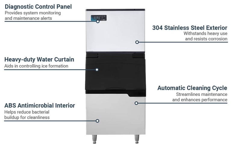 ICETRO IM-0460-WH/IB-033 463 lb Maestro Half Cube Ice Machine w/ Bin ...