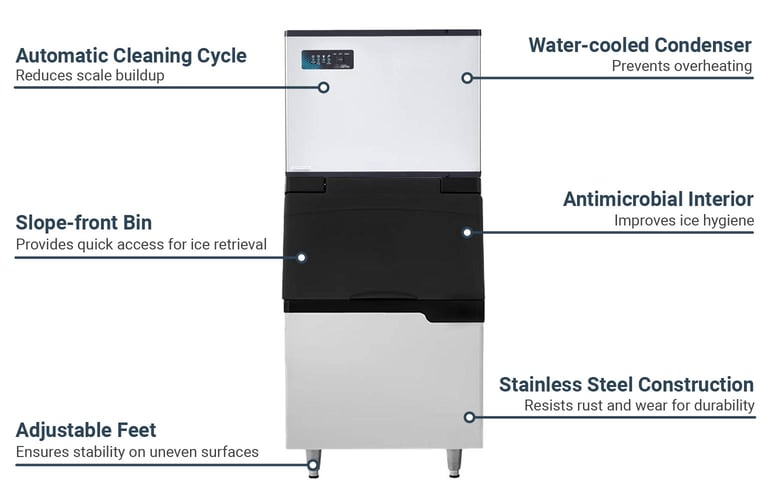 ICETRO IM-0550-WC/IB-044 547 lb Maestro Full Cube Ice Machine w/ Bin ...