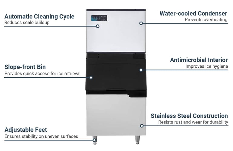 ICETRO IM-0550-WH/IB-033 547 lb Maestro Half Cube Ice Machine w/ Bin ...