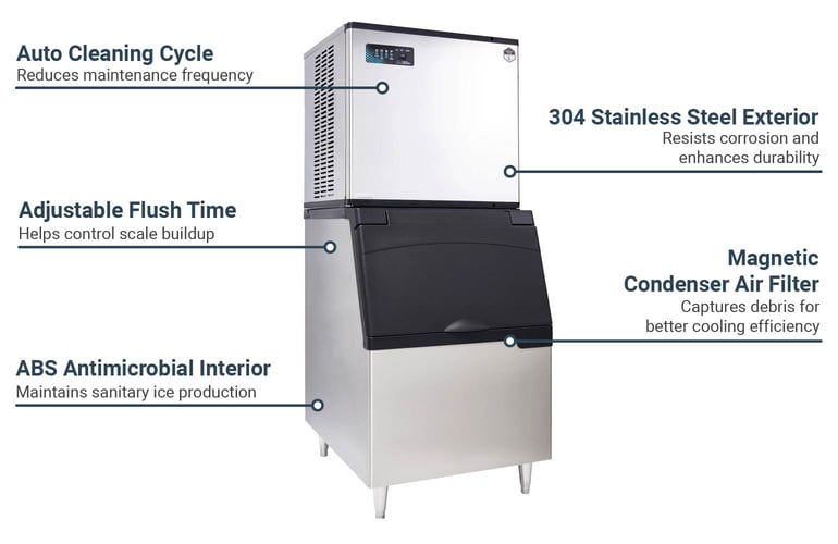 ICETRO IM-1100-AC/IB-033 1106 lb Maestro Full Cube Ice Machine w/ Bin ...