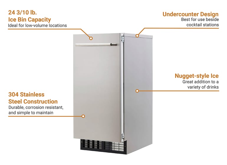 ICETRO IU-0090-AN 14"W Nugget Undercounter Ice Machine - 91 lbs/day ...