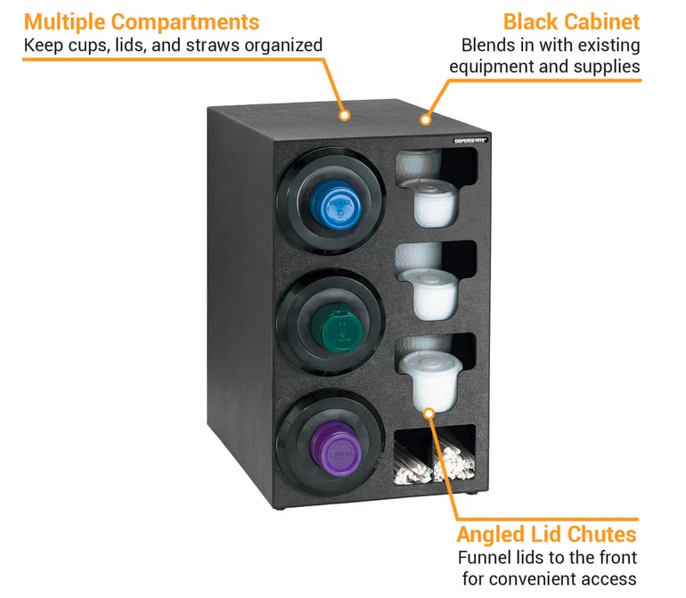 Dispense-Rite SLR-C-3LBT Cup & Lid Organizer, (8) Compartment, All Cup ...