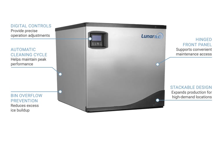 Lunar Ice 22" Full Cube Ice Machine Head - 373 lb/24 hr, Air Cooled ...