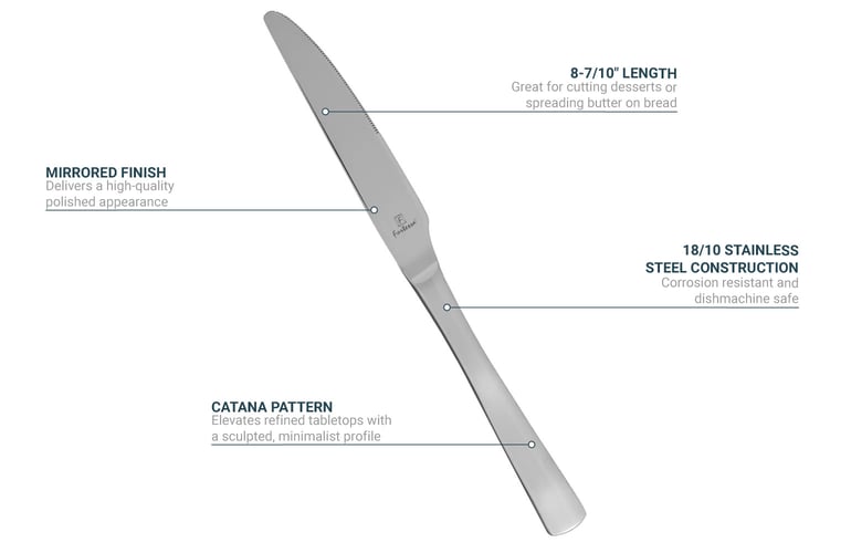 Fortessa 8 1/2" Dessert Knife with 18/10 Stainless Grade, Catana ...