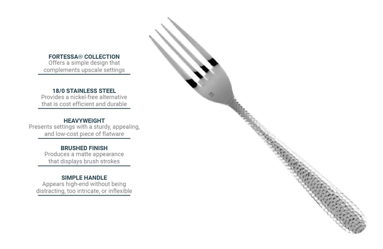 Fortessa 7 9/10" Apollo Table Fork with 18/0 Stainless Grade, Hammered ...