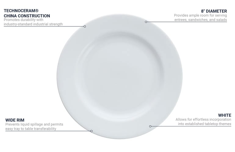 Fortessa 8" Round Serena Dinner Plate - China, White (TC7600.DV.02)