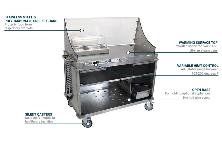 Cadco CBC-DC 55 1/2" Mobile Demo/Sampling Cart w/ (2) Drawers ...
