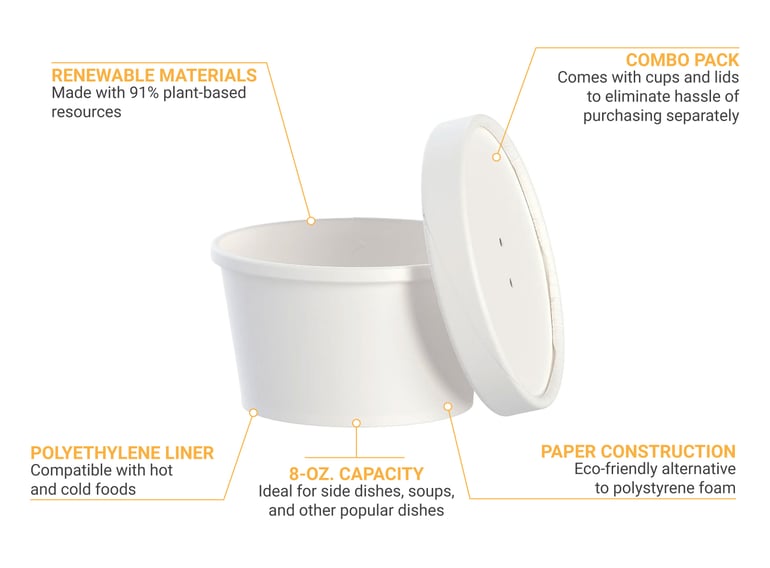 Dart KHSB8A-2050 8 oz Food Container w/ Lid - Paper, White