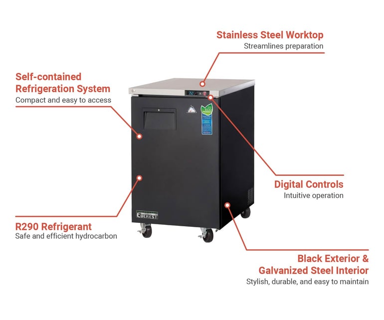 Everest Refrigeration EBB23 23 1/2" Bar Refrigerator - 1 Swinging Solid ...