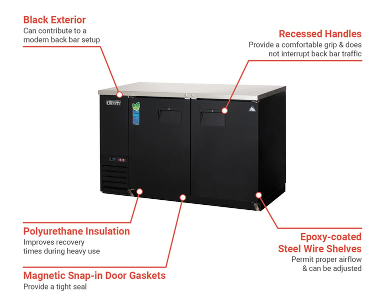 Everest Refrigeration EBB59 57 3/4" Bar Refrigerator - 2 Swinging Solid ...
