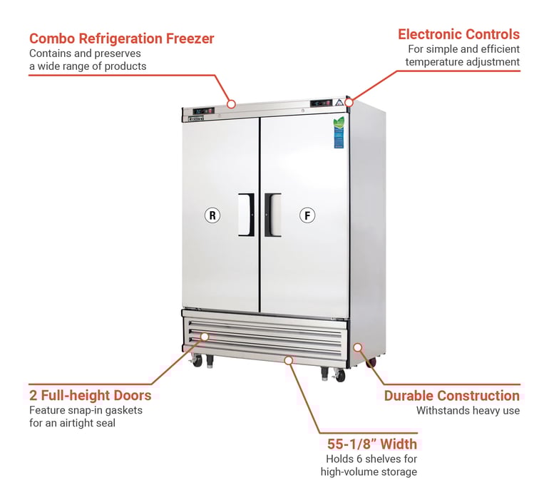 Everest Refrigeration EBRF2 54 1/8" Two Section Commercial Combo ...