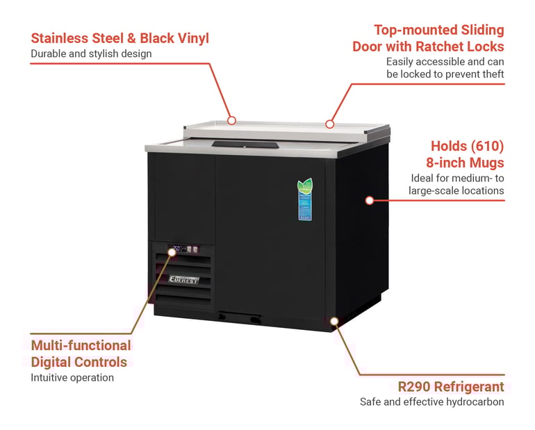 Everest Refrigeration EGC37 1 Section Glass Chiller w/ (160) Mug ...