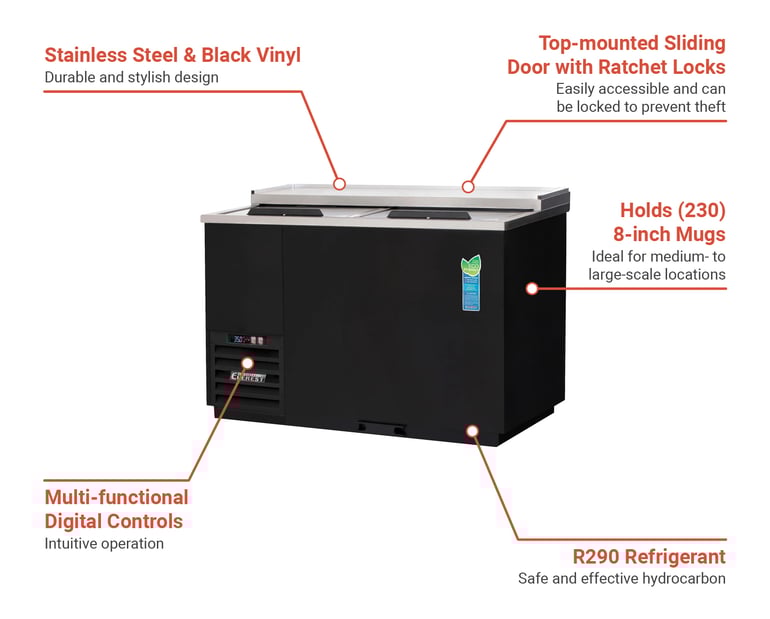Everest Refrigeration EGC50 2 Section Glass Chiller w/ (230) Mug ...