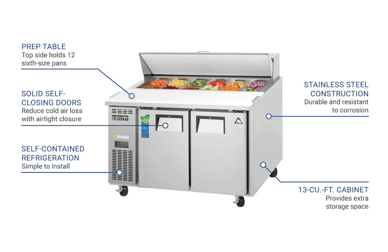 Everest Refrigeration EPR2 47 1/2" EP Series Sandwich/Salad Prep Table ...