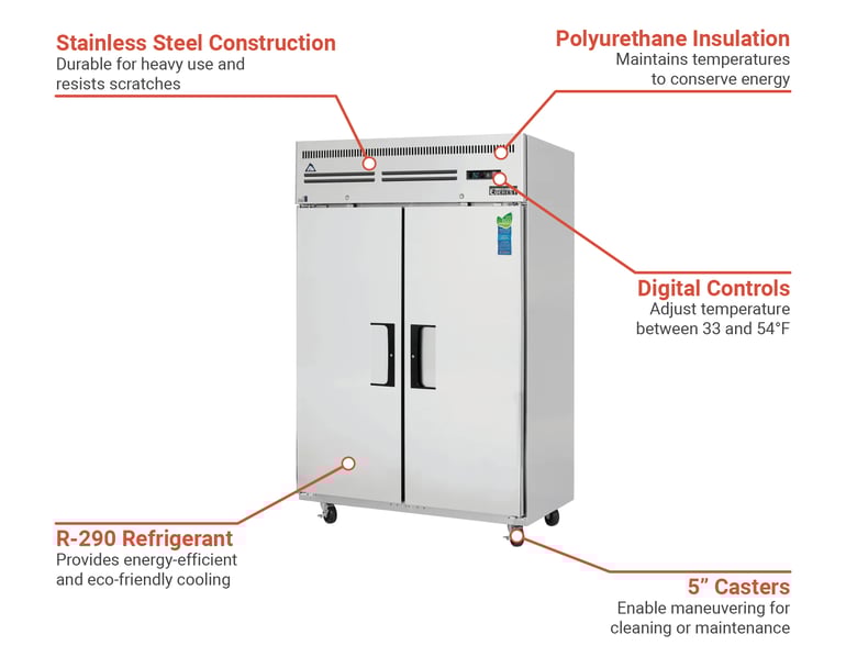 Everest Refrigeration ESR2 49 5/8" Two Section Reach In Refrigerator ...