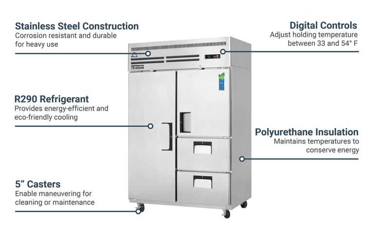 Everest Refrigeration ESR2D2 49 5/8" Two Section Reach In Refrigerator ...
