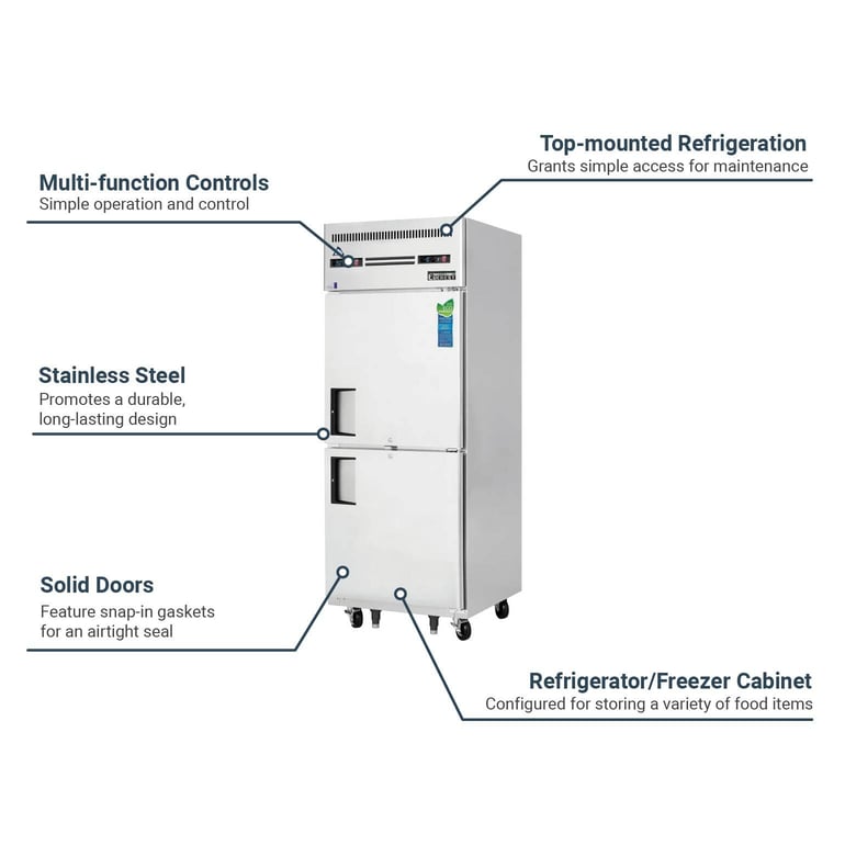 Everest Refrigeration ESRFH2 29 1/4" One Section Commercial Combo ...