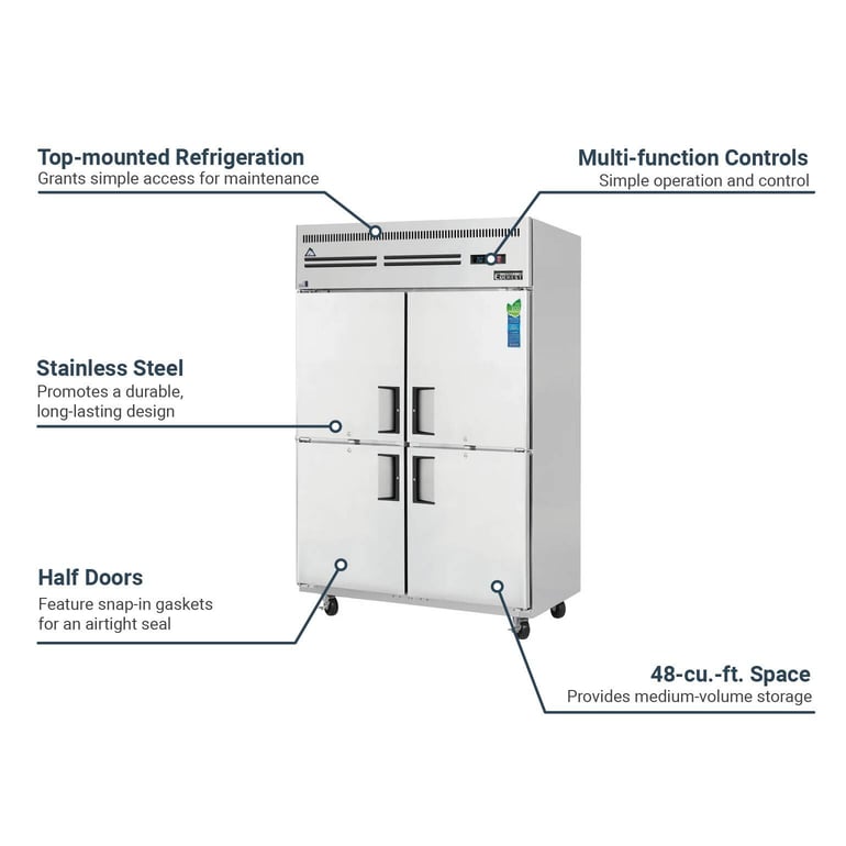 Everest Refrigeration ESRH4 49 5/8" Two Section Reach In Refrigerator ...