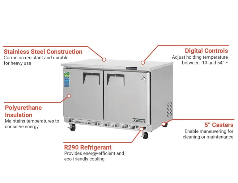 Everest Refrigeration ETBF2 47 1/2" W Undercounter Freezer w/ (2 ...