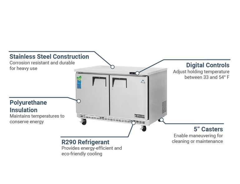 Everest Refrigeration ETBR2 47 1/2" W Undercounter Refrigerator w/ (2 ...