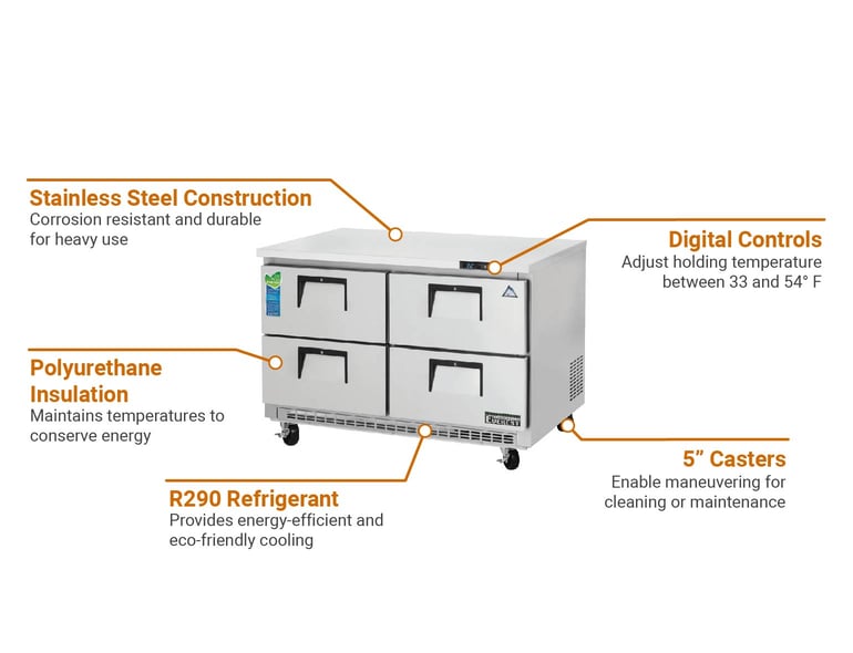 Everest Refrigeration ETBR2-D4 47 1/2" W Undercounter Refrigerator w ...