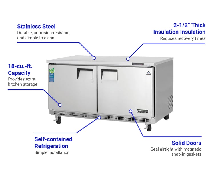 Everest Refrigeration ETBWF2 59 1/4" W Undercounter Freezer w/ (2 ...