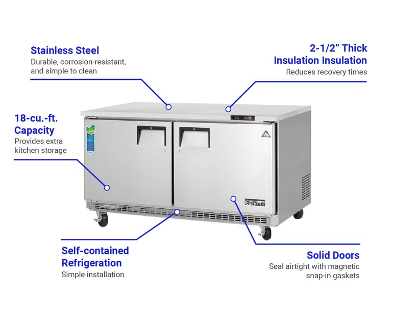 Everest Refrigeration ETBWR2 59 1/4" W Undercounter Refrigerator w/ (2 ...