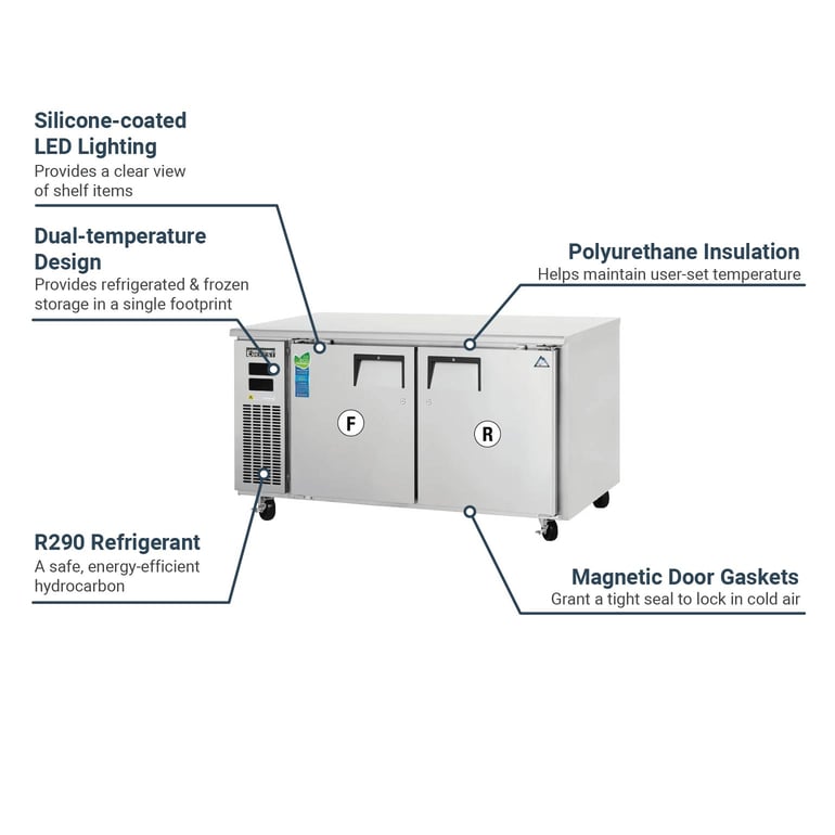 Everest Refrigeration ETRF2 59 1/4" W Undercounter Refrigerator/Freezer ...