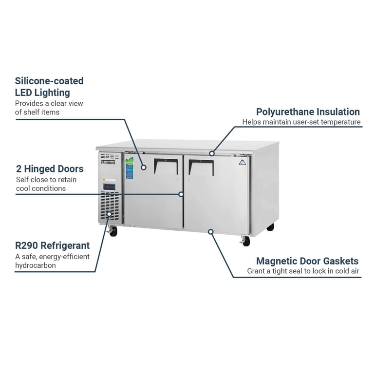 Everest Refrigeration ETWF2 59 1/4" W Undercounter Freezer w/ (2 ...