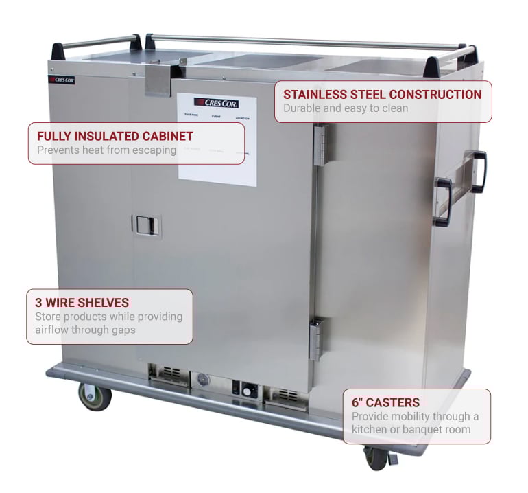 Cres Cor EB-120 Heated Banquet Cart - (120) Plate Capacity, Stainless, 120v