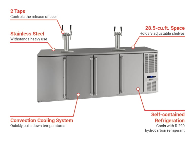 Viking Commercial 92" Kegerator Beer Dispenser w/ (4) 1/2 Keg Capacity ...
