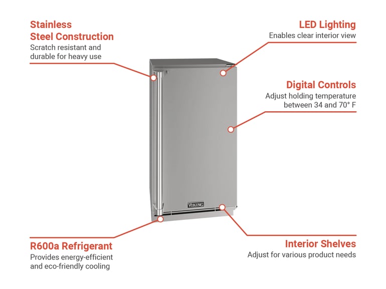 Viking Commercial 17 3/4" Undercounter Refrigerator w/ (1) Section & (1 ...