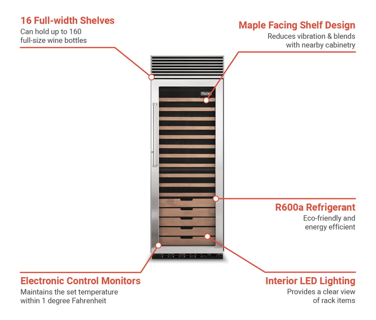 Viking Commercial 30" One Section Undercounter Wine Cooler w/ (2) Zones ...