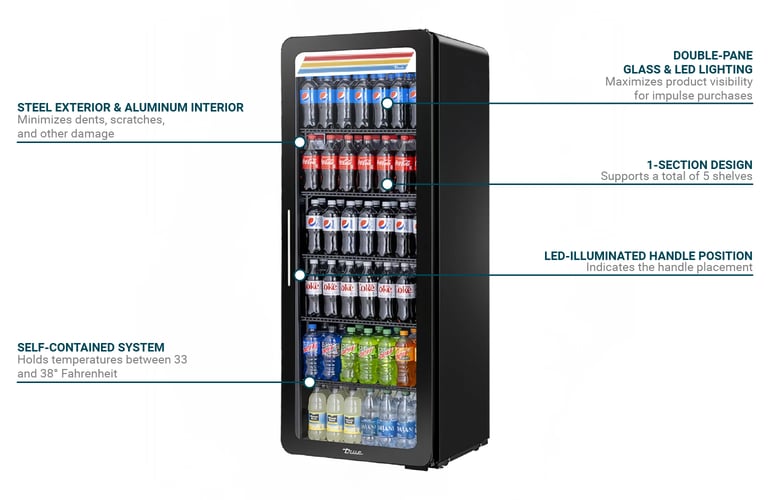 True CVM-13-HC~EGC01 24 7/8" CVM Series One Section Glass Door ...