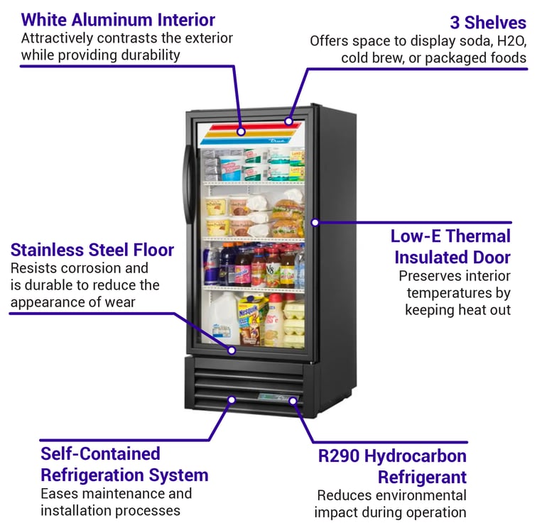 True GDM-10-HC~TSL01 24 7/8" GDM Series One Section Glass Door ...