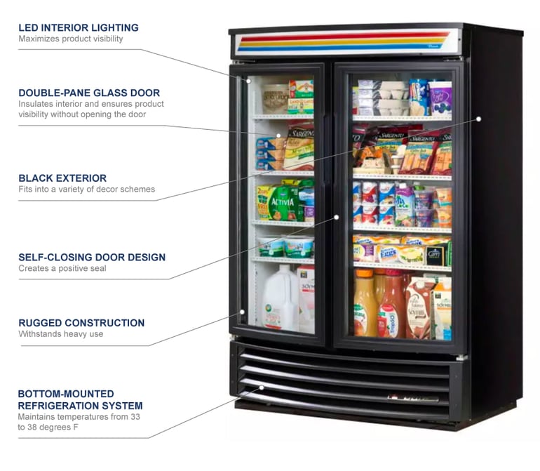 True GDM-35SL-RF-HC-LD 39 3/4" GDM Series Two Section Glass Door ...
