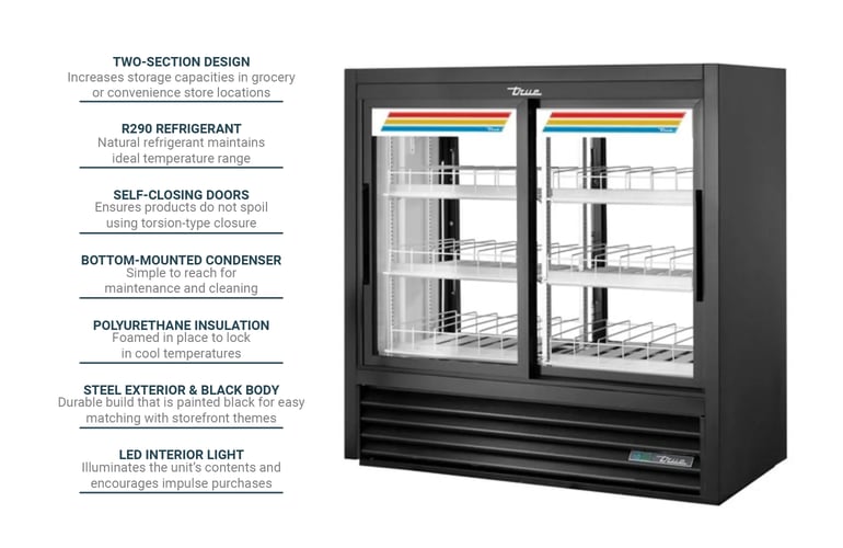 True GDM-41CPT-48-HC-LD 48" GDM Series Two Section Pass Thru Glass Door ...