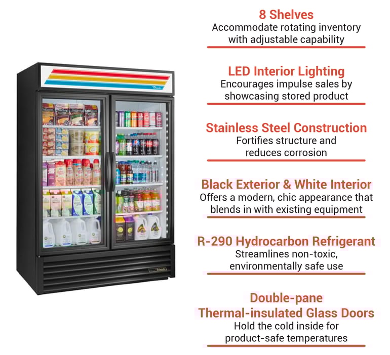 True GDM-49-HC~TSL01 54 1/8" GDM Series Two Section Glass Door ...