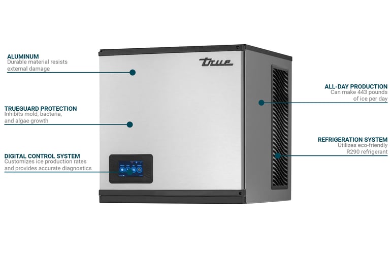 True TCIM-422-HA1-A 22" Half Cube Ice Machine Head - 443 lb/24 hr, Air ...
