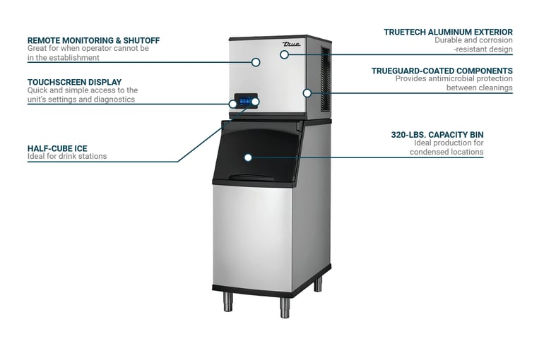 True TCIM-522-HA1-A/TIB-422-A 550 lb True Ice Series Half Cube Ice ...