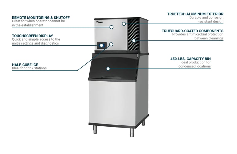 True TCIM-530-HA1-A/TIB-530-A 560 lb True Ice Series Half Cube Ice ...