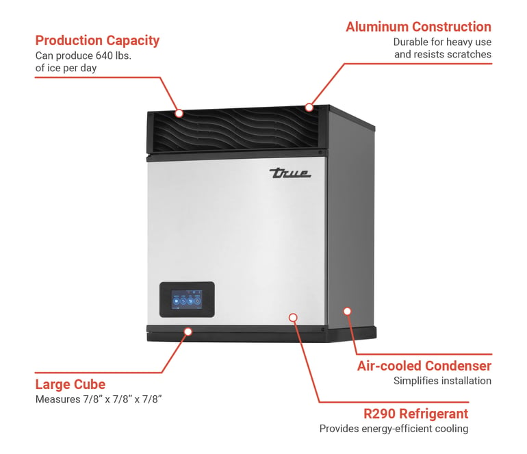 True TCIM-622-FA1-A~T-3 25" Full Cube Ice Machine Head - 640 lb/24 hr ...