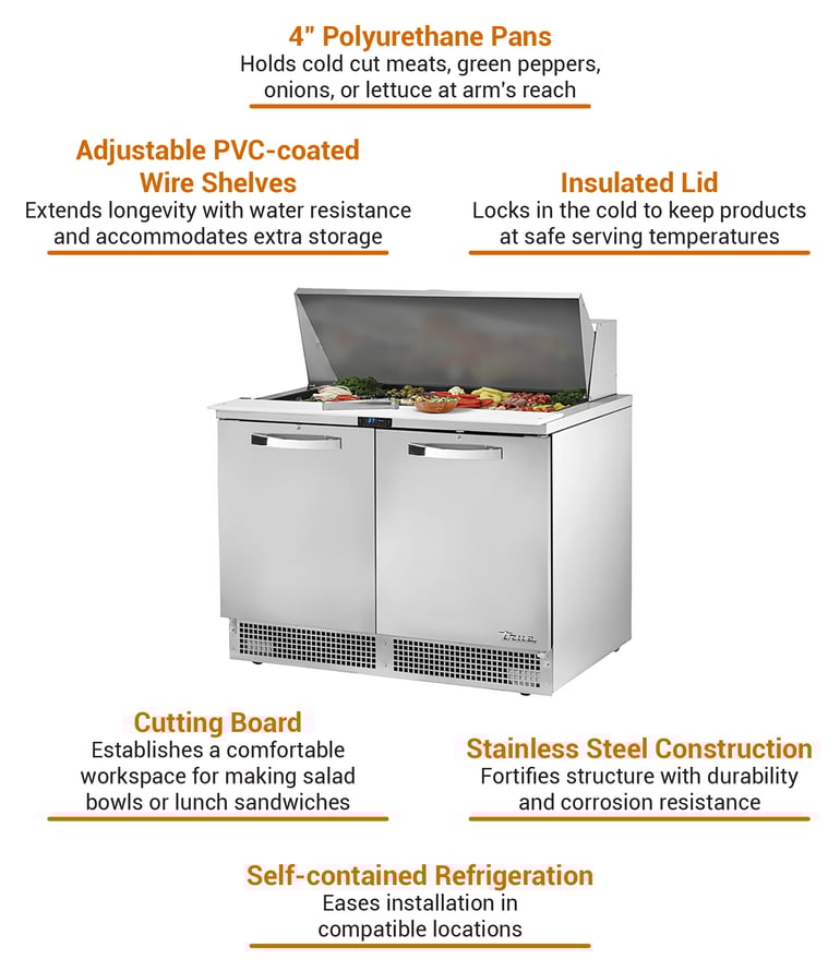 True TFP-48-18M-HC~SPEC3 48" Spec Series® Sandwich/Salad Prep Table w ...