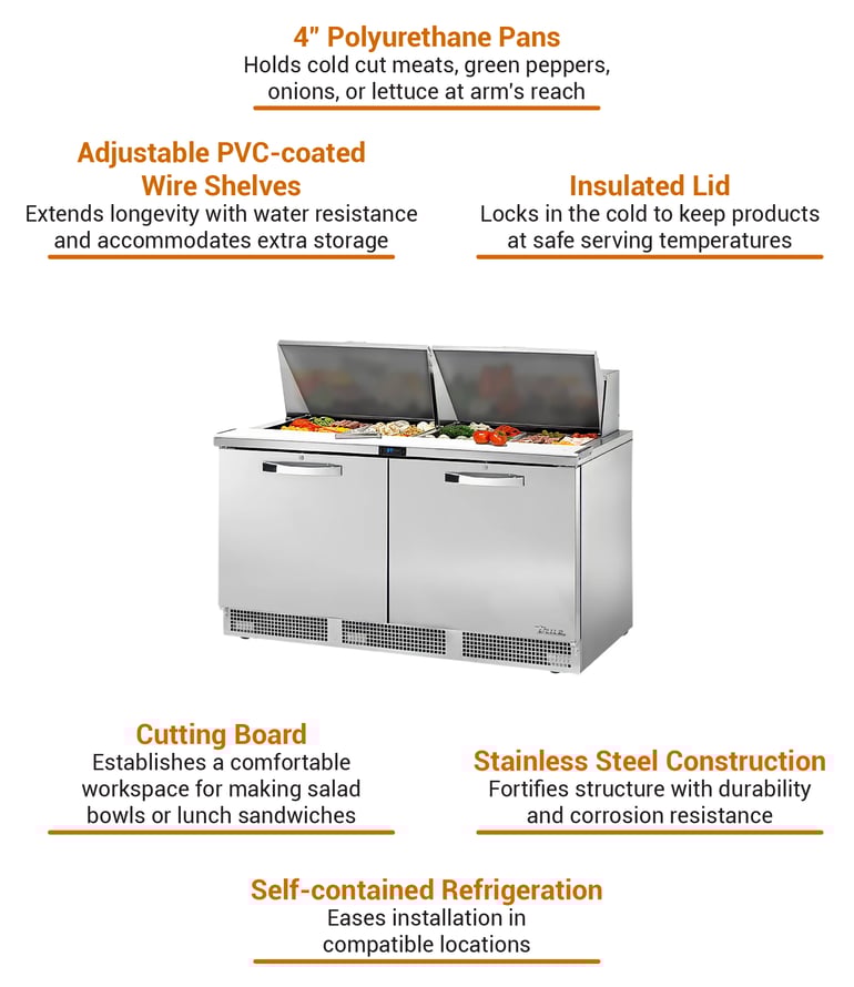 True TFP-64-24M-HC~SPEC3 64" Spec Series® Sandwich/Salad Prep Table w ...