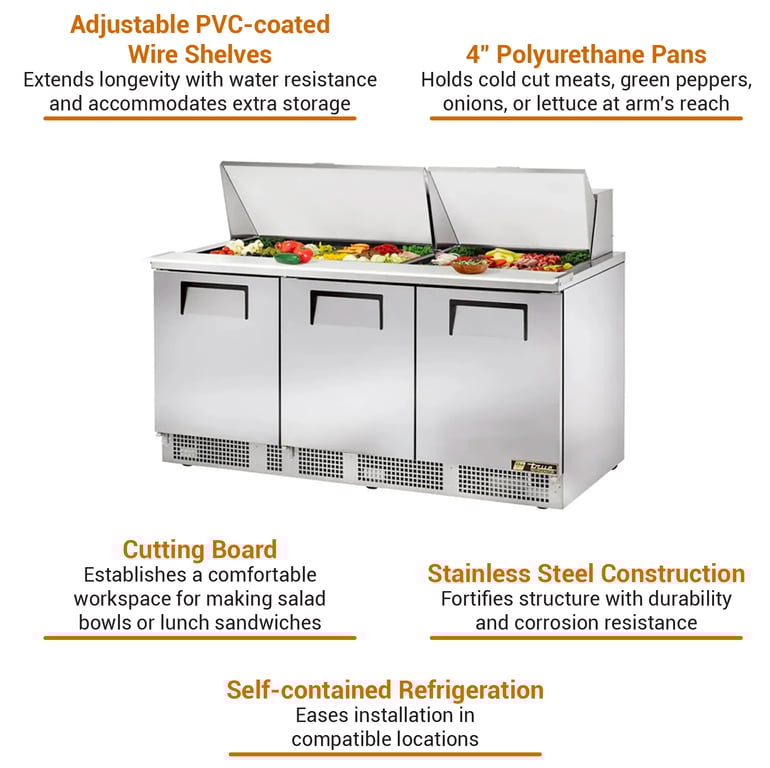 True TFP-72-30M~SPEC3-HC 72" Spec Series® Sandwich/Salad Prep Table w ...