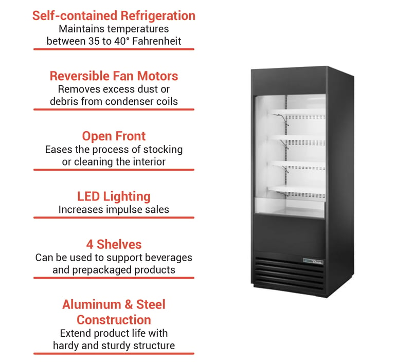 True TOAM-30-HC~NSL01 30" Vertical Open Air Cooler w/ (5) Levels, Black ...