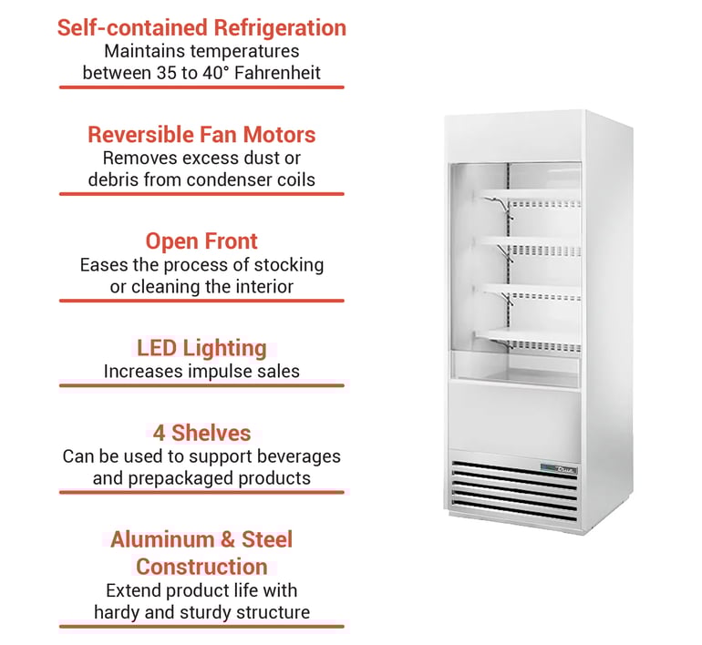 True TOAM-30-HC~NSL01 30" Vertical Open Air Cooler w/ (5) Levels, White ...
