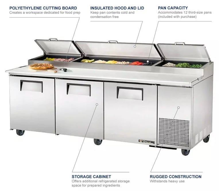 True TPP-93 93" Pizza Prep Table w/ Refrigerated Base, 115v