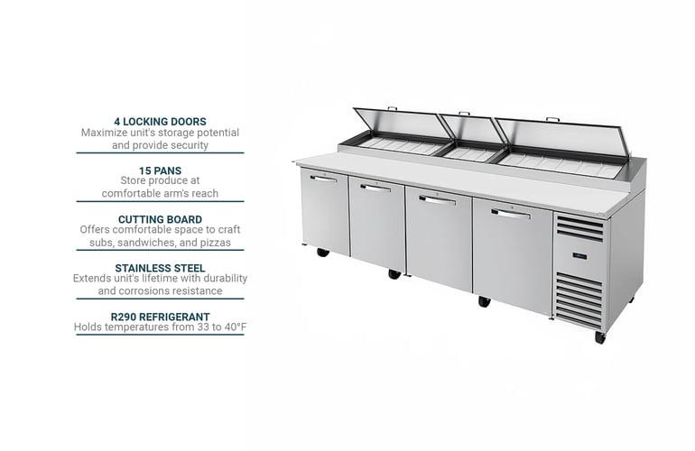 True TPP-AT-119-HC~SPEC3 119" Spec Series® Pizza Prep Table w ...